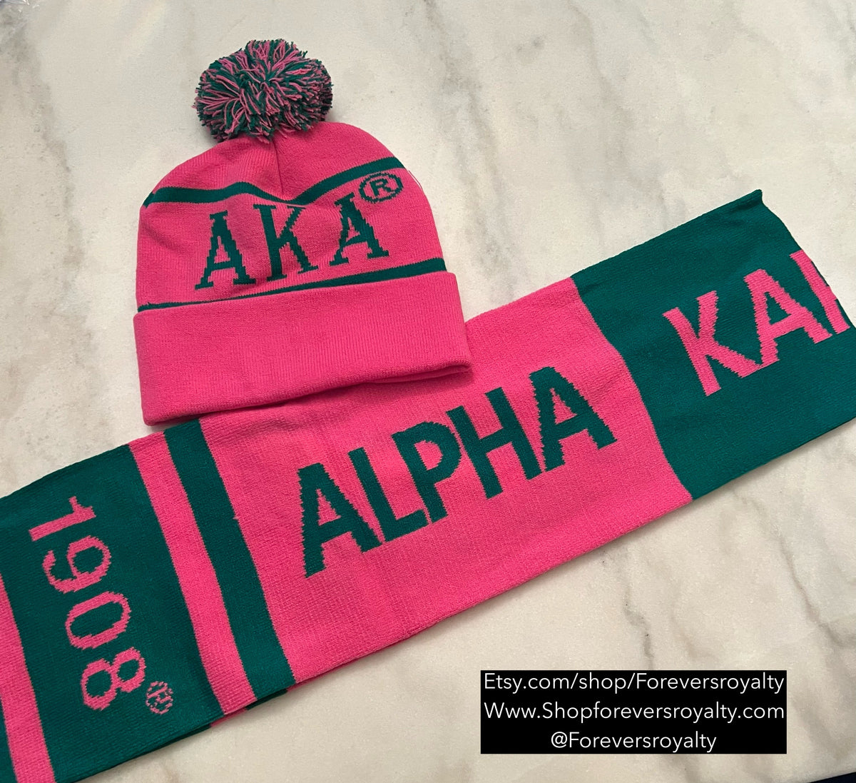 Alpha Kappa Alpha scarf and hat set – Forever Southern Royalty